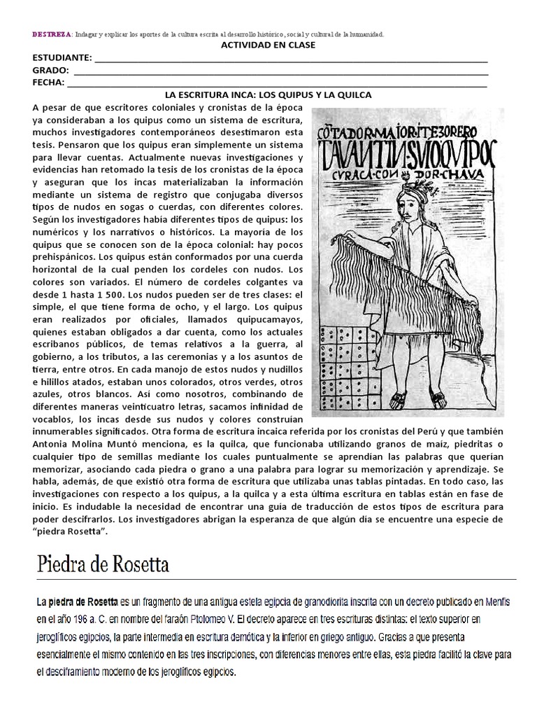 La escritura inca: quipus y quilca | PDF | Escritura | Imperio Inca