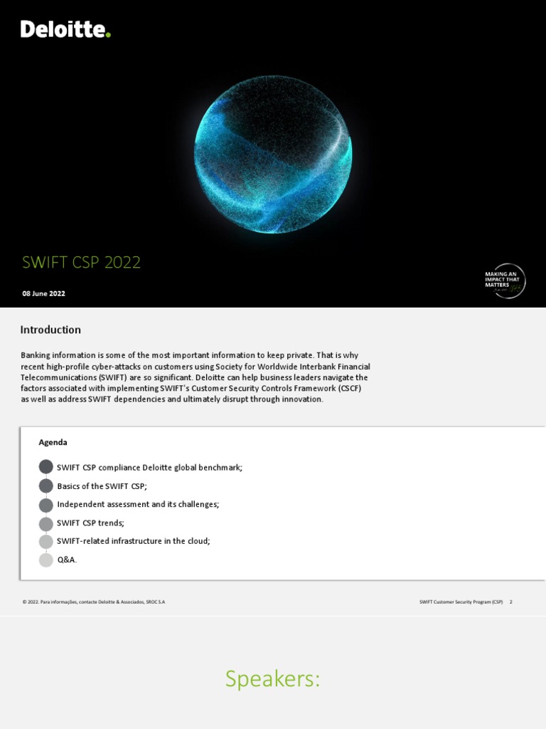 SWIFT CSP 2022 Portugal Webinar VF 1.1 | PDF | Security | Computer Security