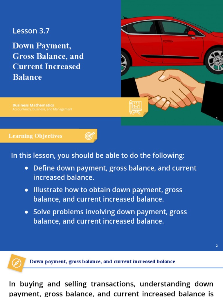 Down Payment Gross Balance and Current Increased Balance | PDF | Prices ...