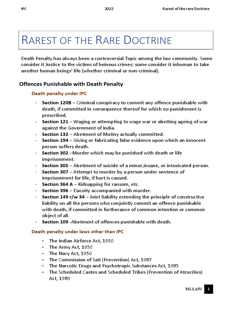 Death Penalty: Rarest of Rare Cases | PDF | Capital Punishment | Crime ...