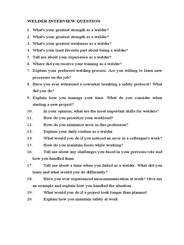 Interview Question (Welder, Fitter, and Scaffolding | PDF | Welding ...