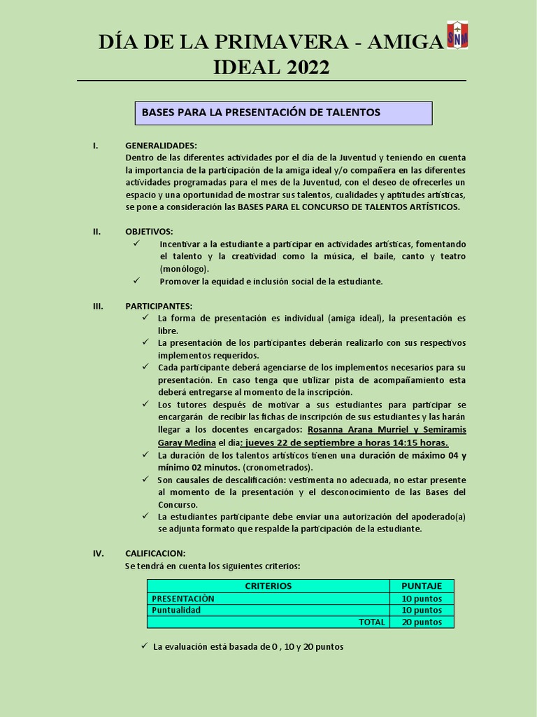 Bases Taletos Artisticos | PDF