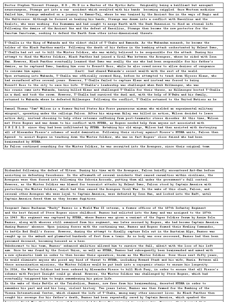 Marvel Characters Background | PDF | Marvel Comics | Marvel Entertainment