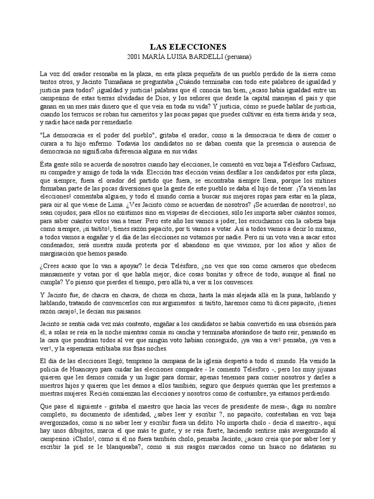 Las Elecciones - Cuento | PDF