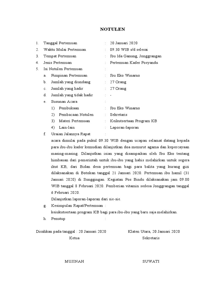 Notulen Pokja Iv | PDF