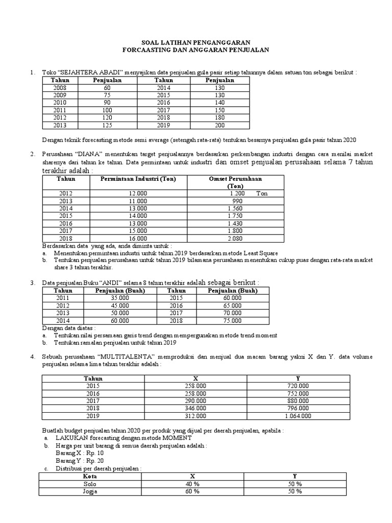T1 - Soal Forcasting (Trend) | PDF