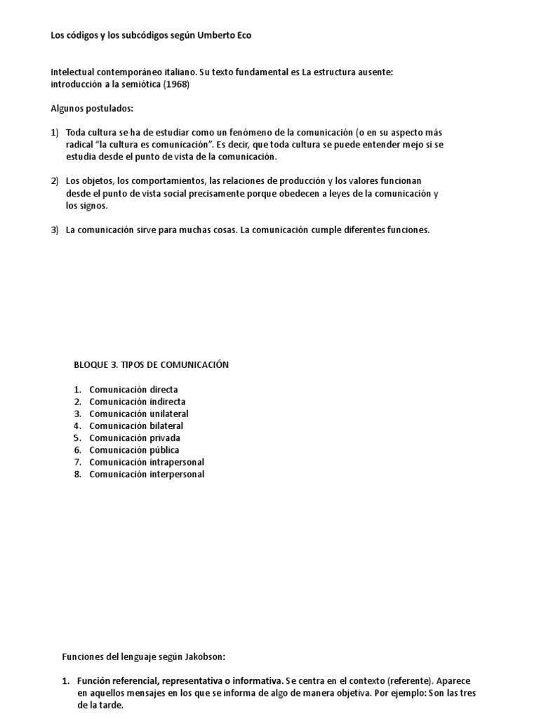 Los Codigos (Eco) | Descargar gratis PDF | Lingüística | Comunicación humana