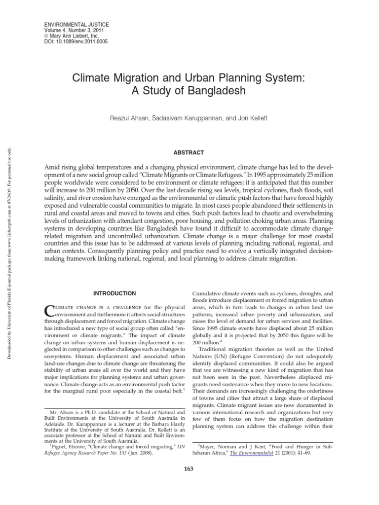 Climate Migration and Urban Planning System - A Study of Bangladesh ...