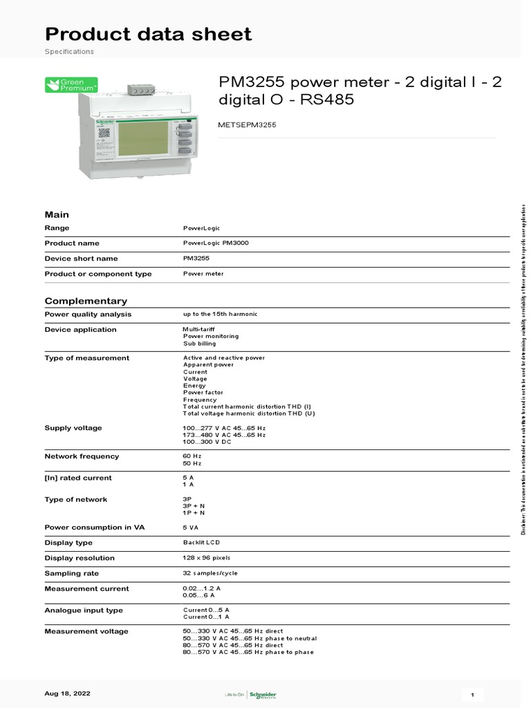 PowerLogic PM3000 Series - METSEPM3255 | PDF | Alternating Current ...