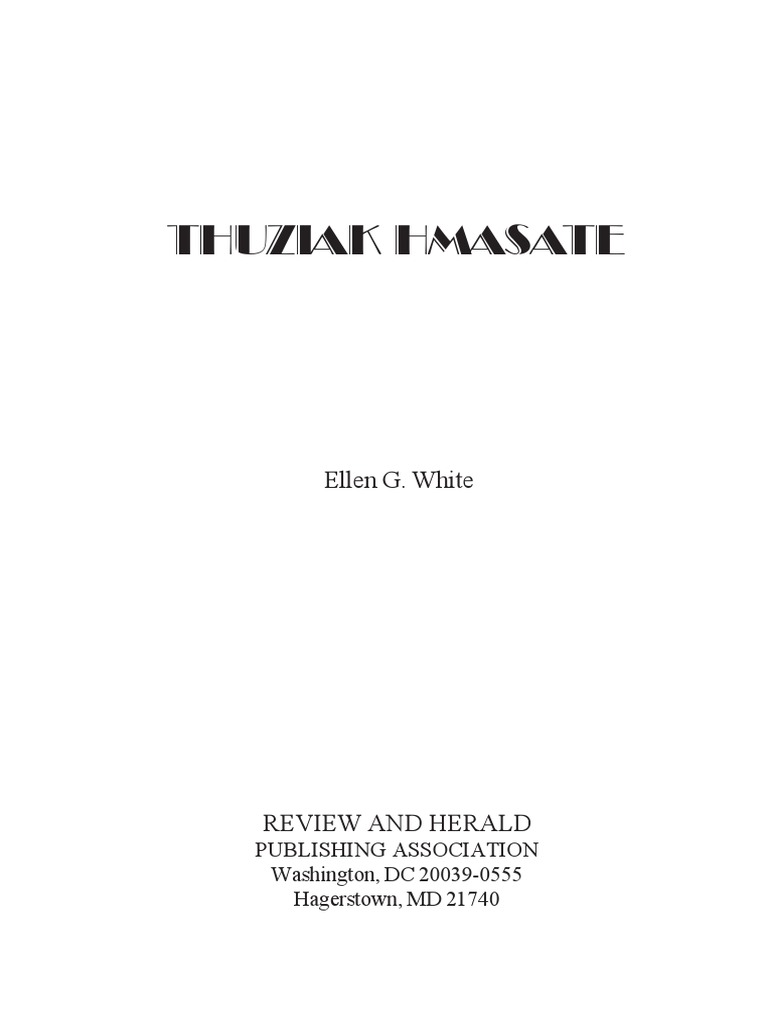 Thuziak Hmasate | PDF | Seventh Day Adventist Church | Adventism