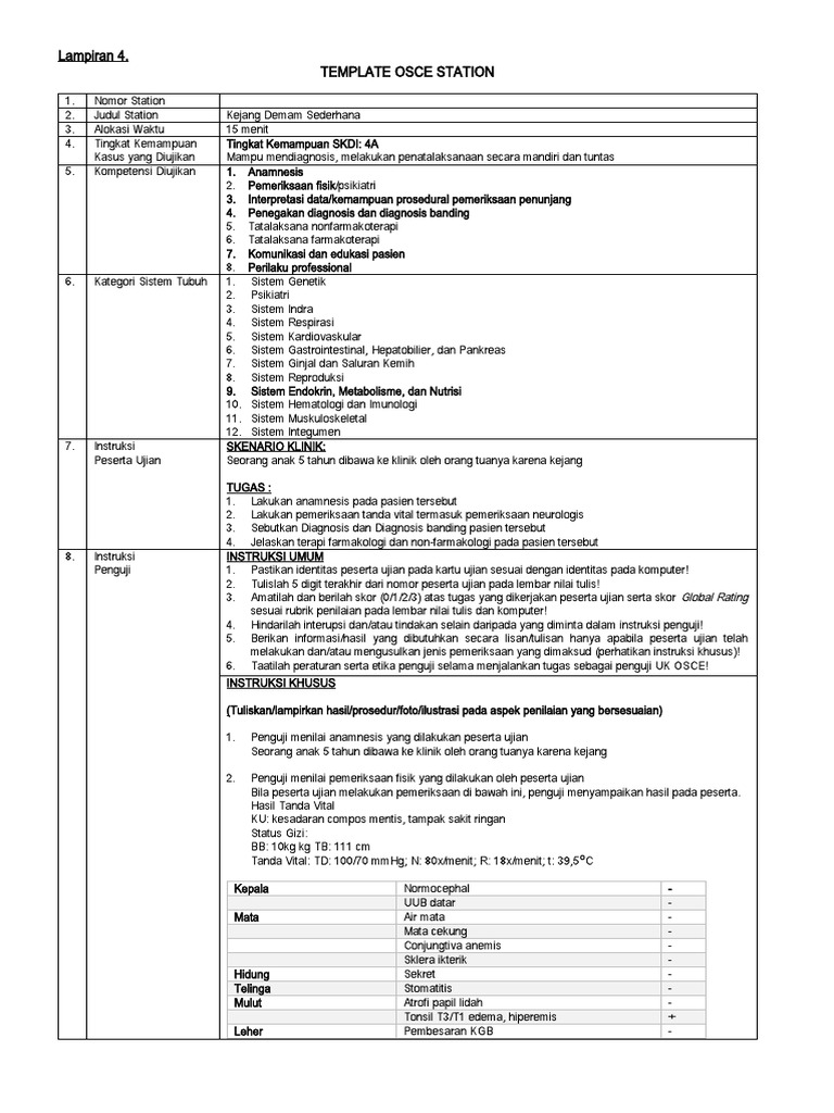 Lampiran 4. Template Osce Station | PDF