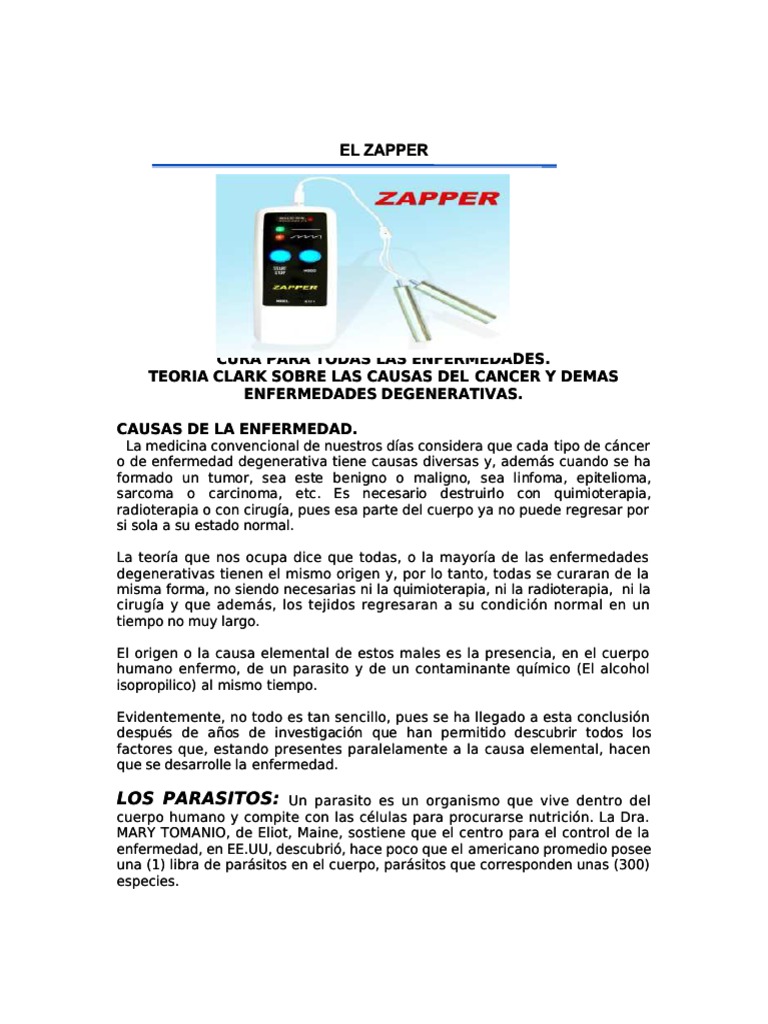 Los Parasitos: Los Parasitos:: El Zapper El Zapper | PDF | Bilis | Cáncer