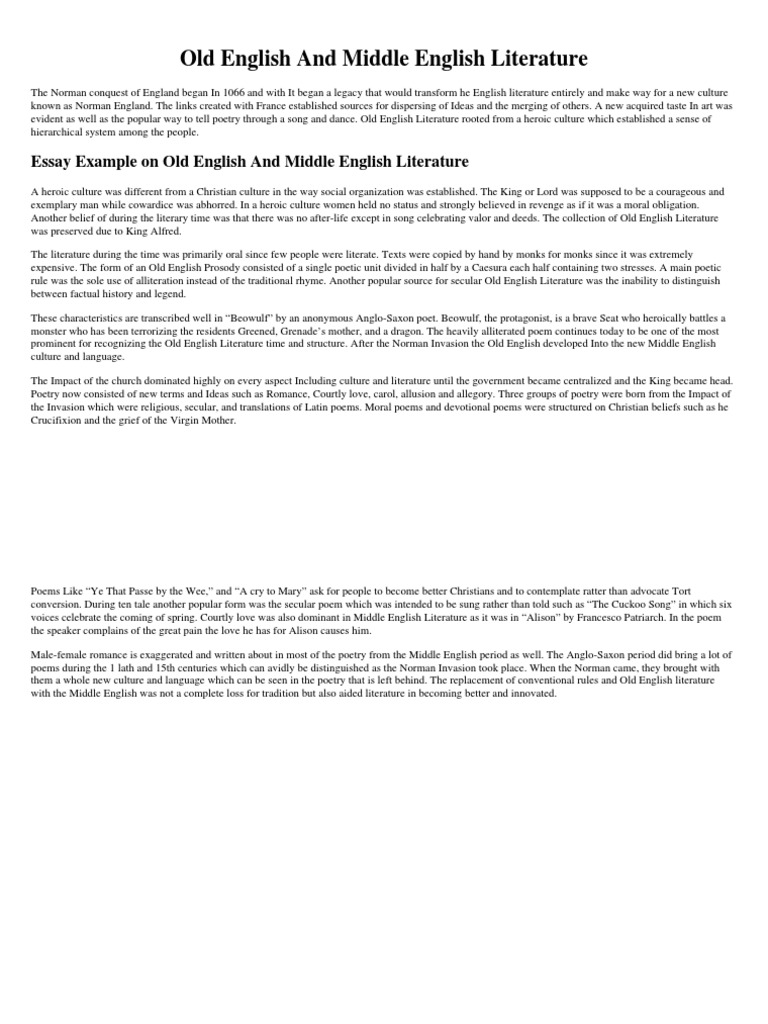 Old English and Middle English Literature | PDF | English Literature ...