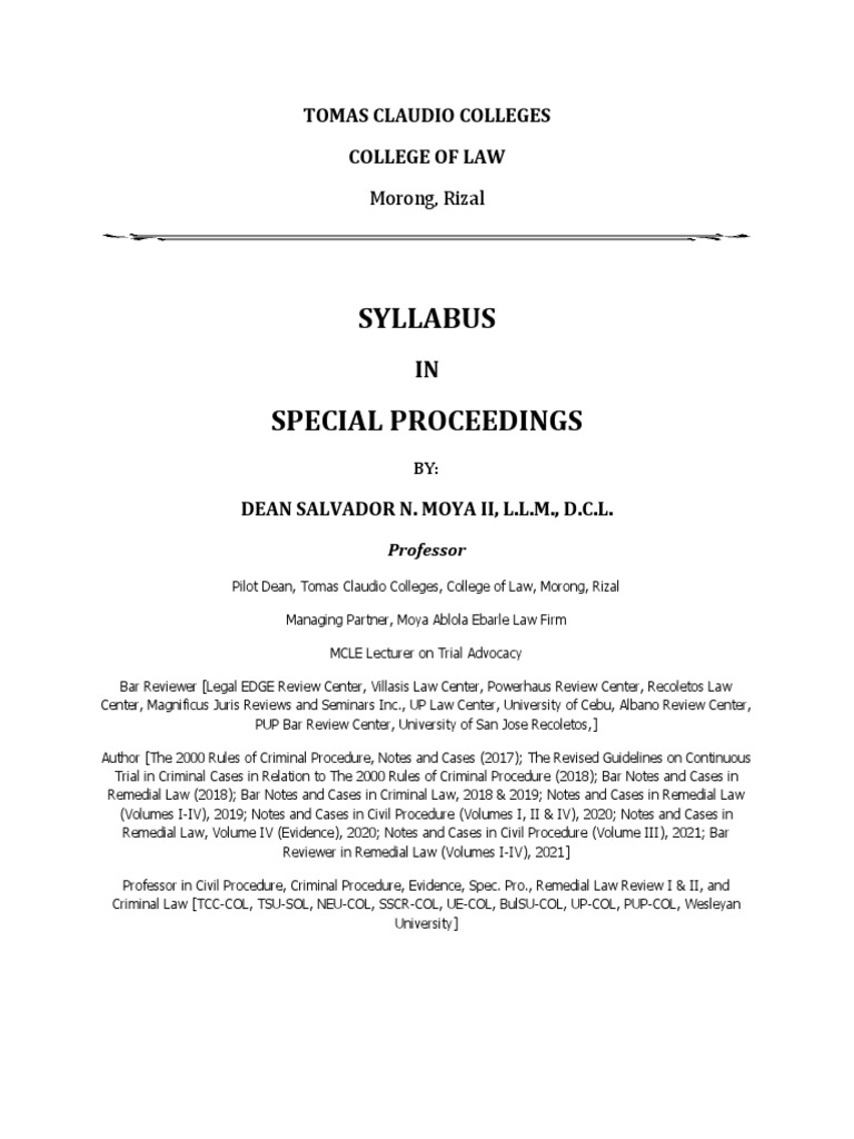 Special Proceedings | PDF | Habeas Corpus | Civil Law (Common Law)