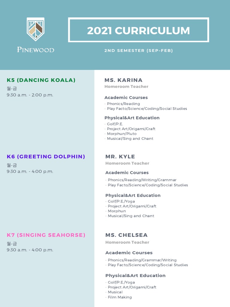 2021-2 - Pinewood Curriculum | PDF | Hobbies