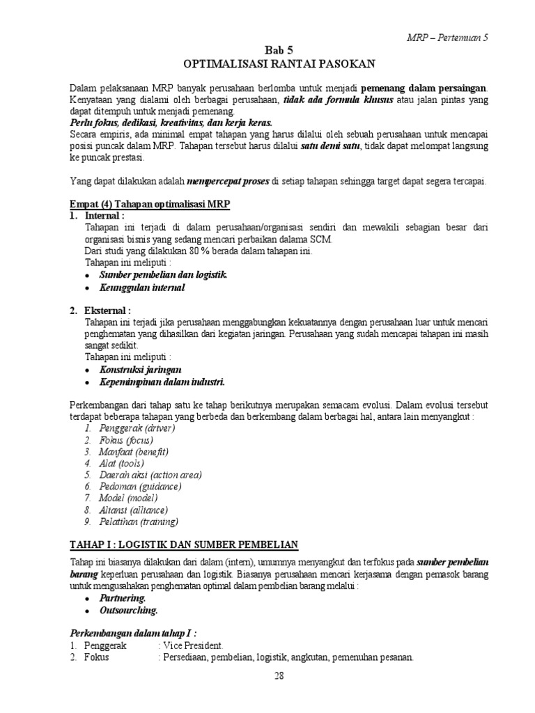 Tahapan Optimalisasi MRP dalam SCM | PDF | Karier & Perkembangan ...