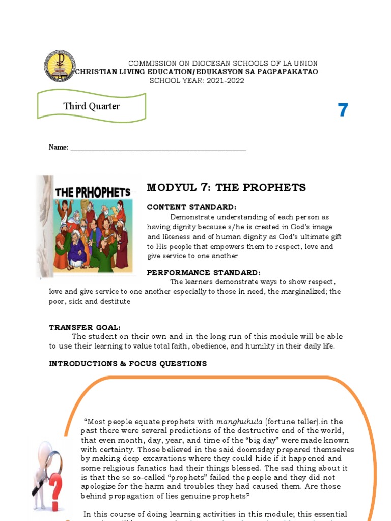 Grade 7 Module 7 3rd Quarter PROPHETS | PDF | Ezekiel | Jeremiah