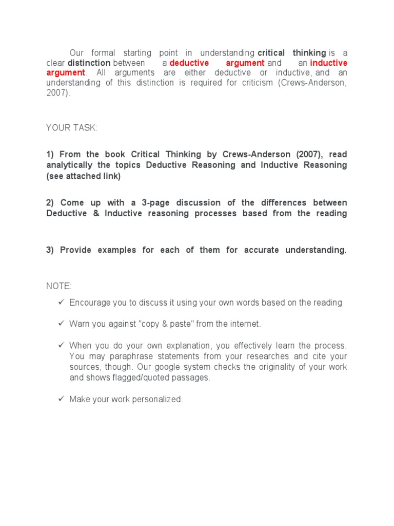 Deductive Argument Vs Inductive Argument Pdf Deductive Reasoning Inductive Reasoning