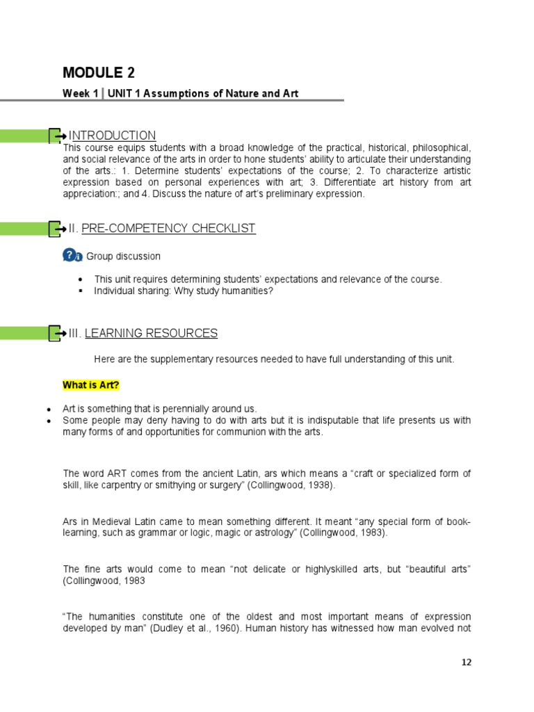 ART APPRECIATION MODULE 2 (Week 1) | Download Free PDF | Experience | Perception
