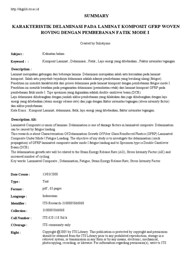 Delaminasi | PDF | Kelelahan (Material) | Serat Kaca
