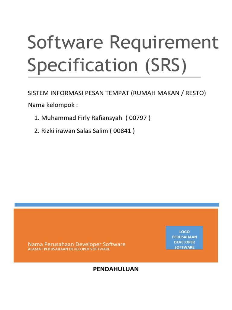 Contoh SRS Sistem Informasi Resto | PDF | Komputer | Teknologi & Rekayasa