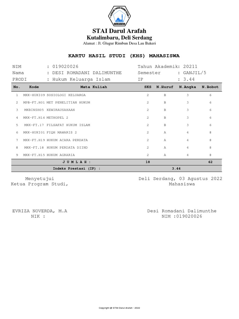 KHS 20211 Ganjil 019020026 | PDF