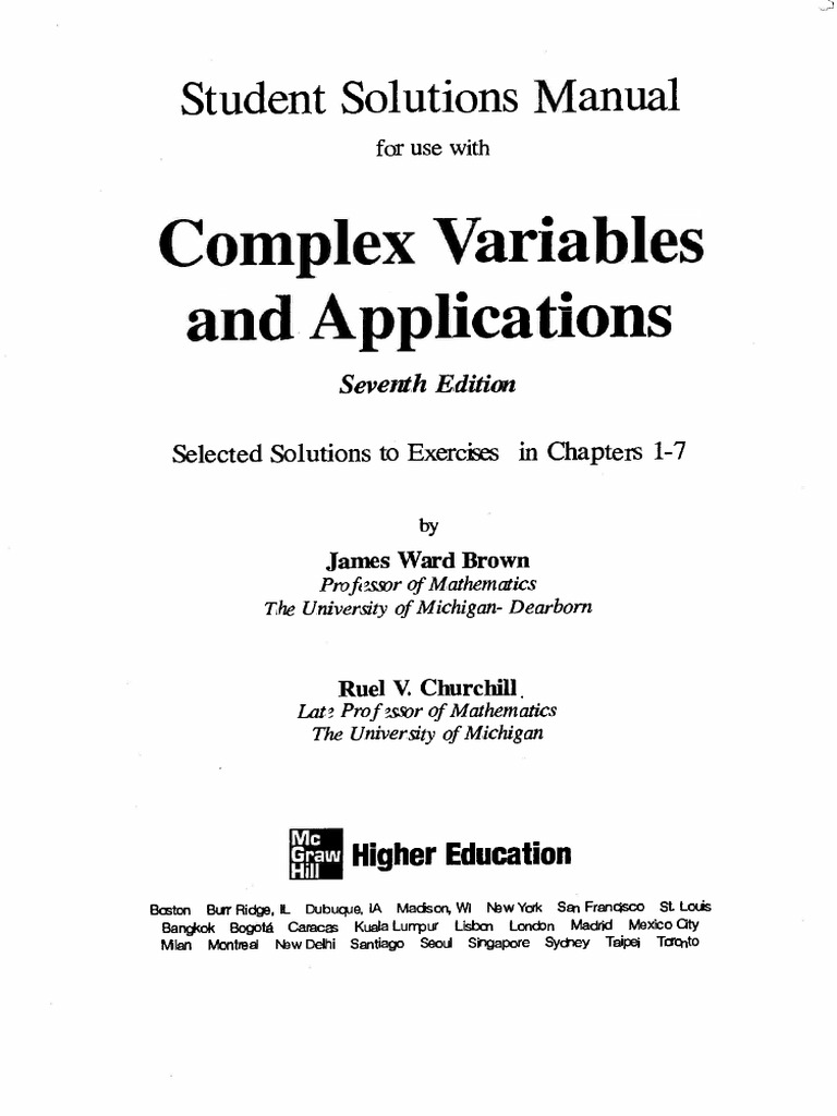 Solution Manual of Complex Variable and Application (PDFDrive) | PDF | Mathematics ...