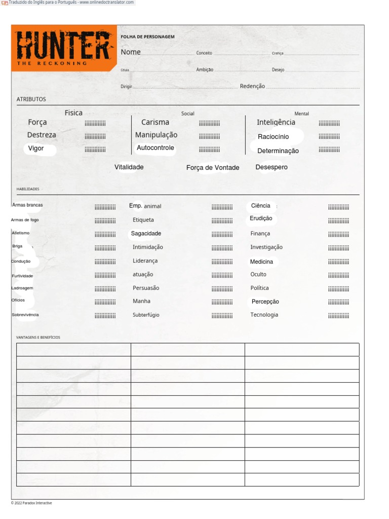 Ficha Trad - Hunter | PDF | Science