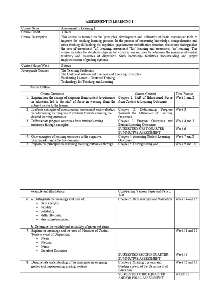 Assessment in Learning 1 | PDF | Educational Assessment | Variance