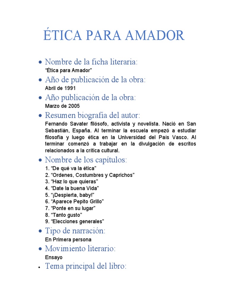 ÉTICA PARA AMADOR Alexander Zamora | PDF