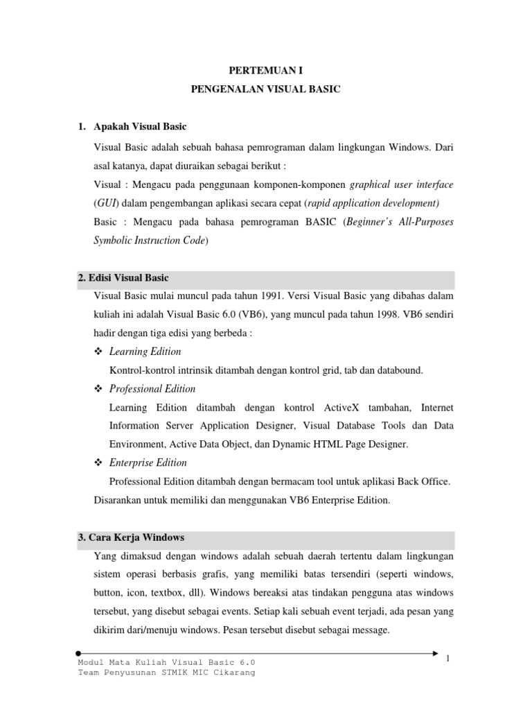 Modul VIsual Basic 6.0 | PDF