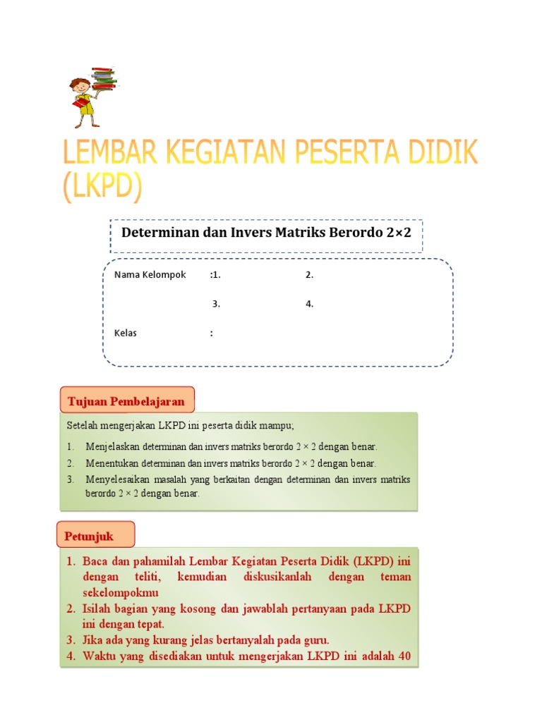 LKPD Determinan & Invers Matriks 2x2 | PDF