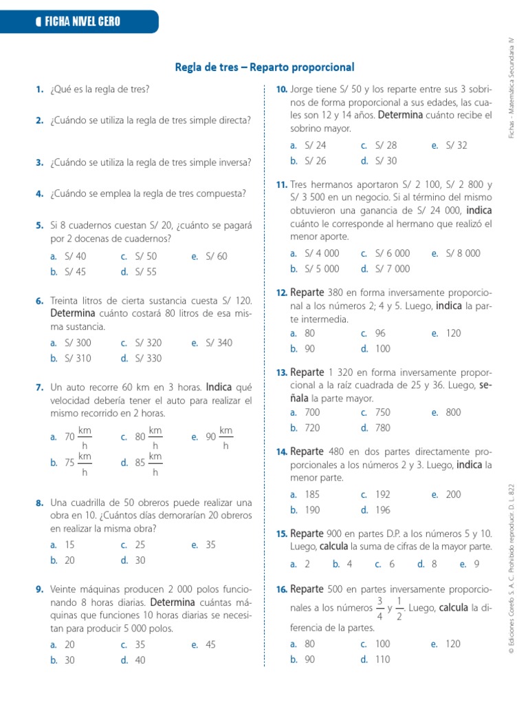 F0_ 176-162 Regla de Tres Simple y Reparto Proporcional Corregido | PDF