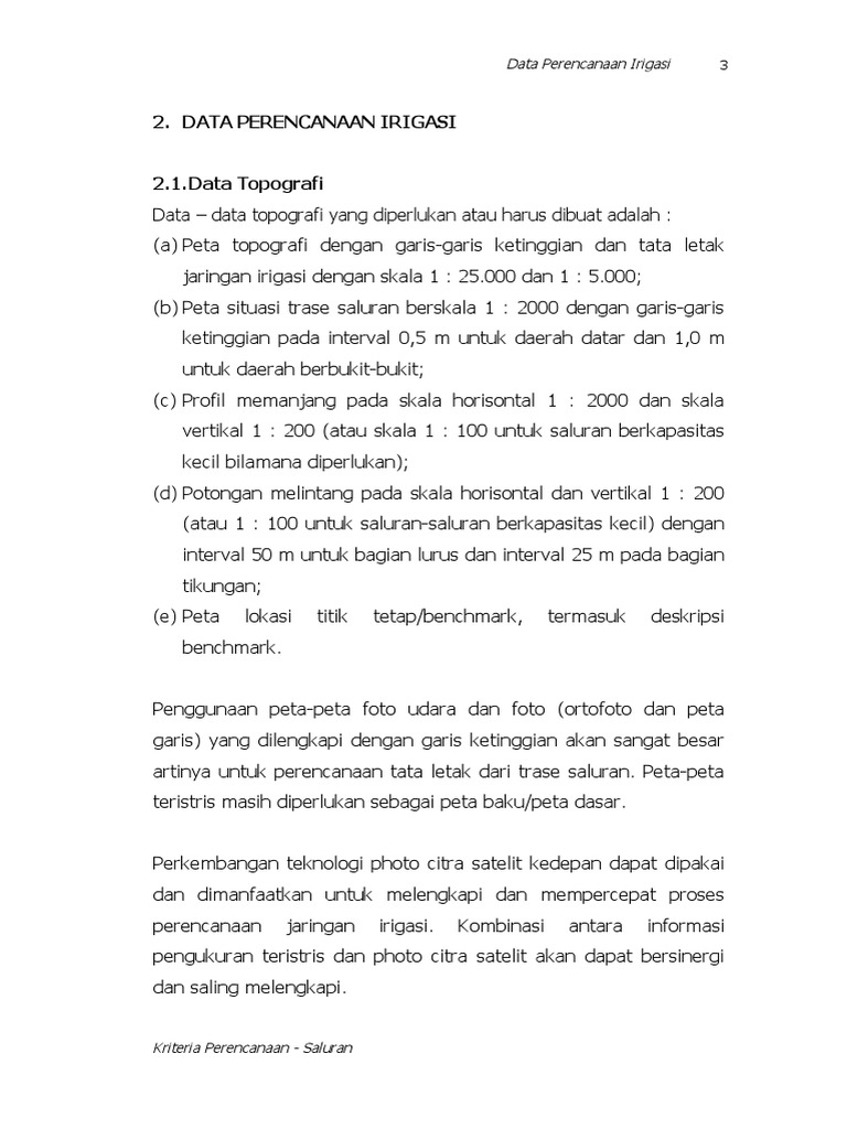 002 Bab II Data Perencanaan Irigasi - FINAL | PDF