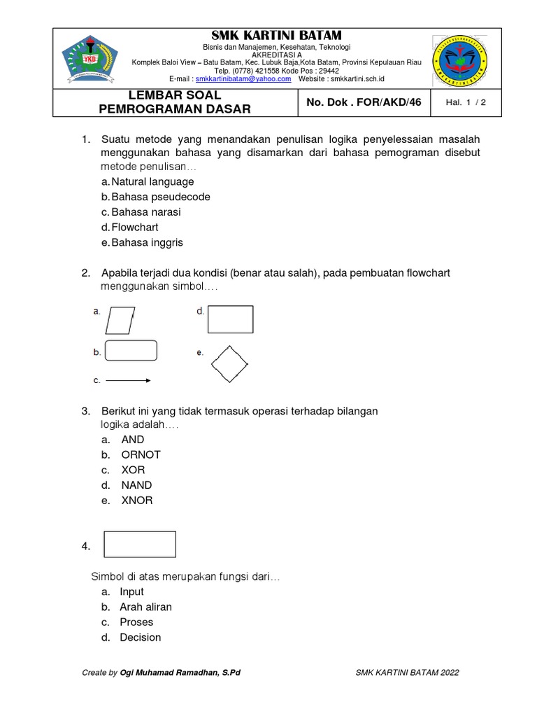 Pembahasan Soal US Pemrograman Dasar | PDF
