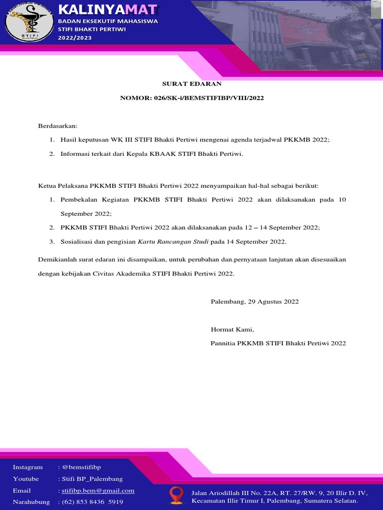 Surat Edaran Pkkmb 2022 Pdf