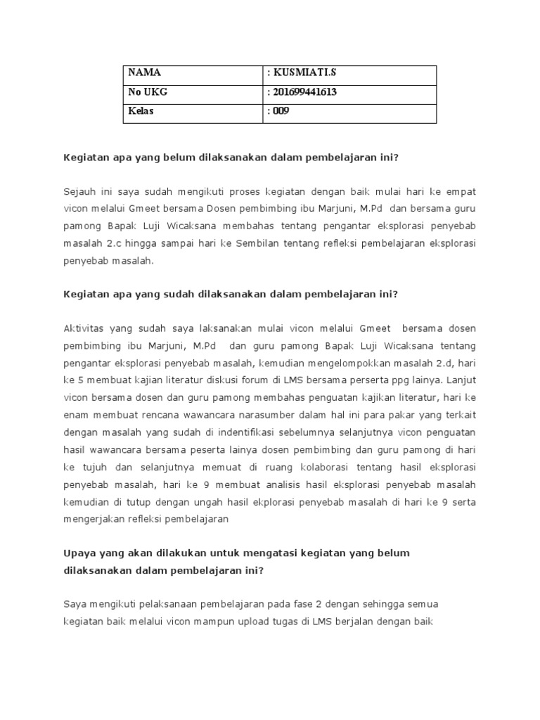 Refleksi Eksplorasi Penyebab Masalah | PDF | Ilmu Sosial