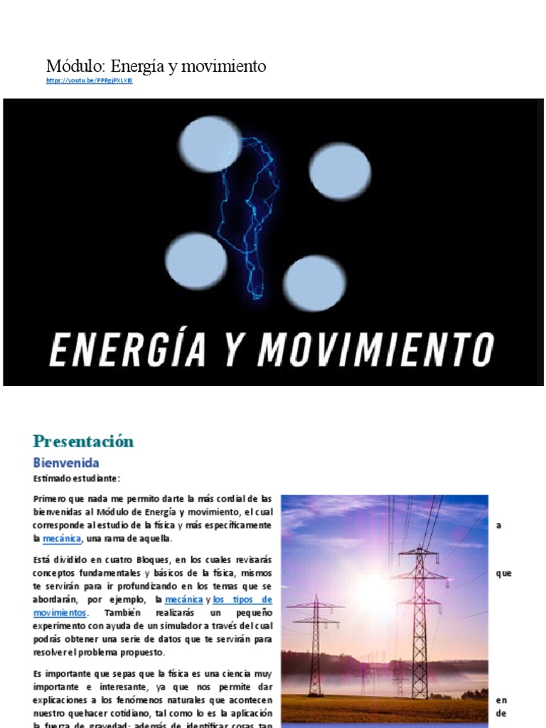 Módulo Energía y Movimiento | PDF | Fuerza | Vector Euclidiano