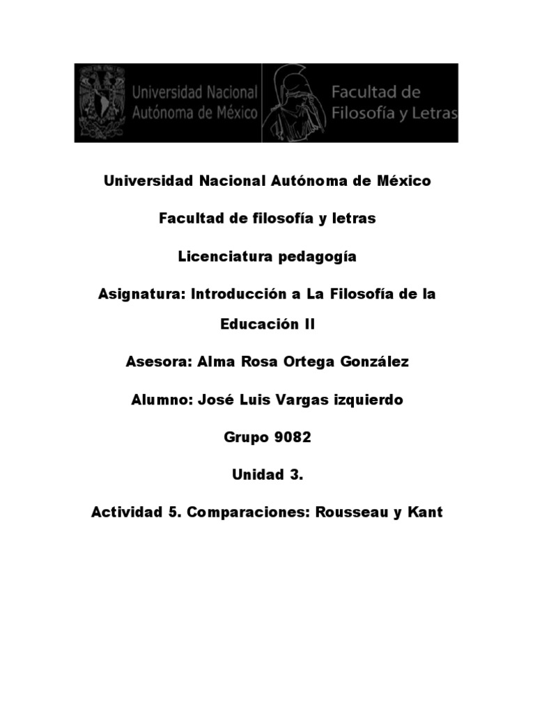 Actividad 5. Comparaciones Rousseau y Kant | PDF | Immanuel Kant | Jean ...