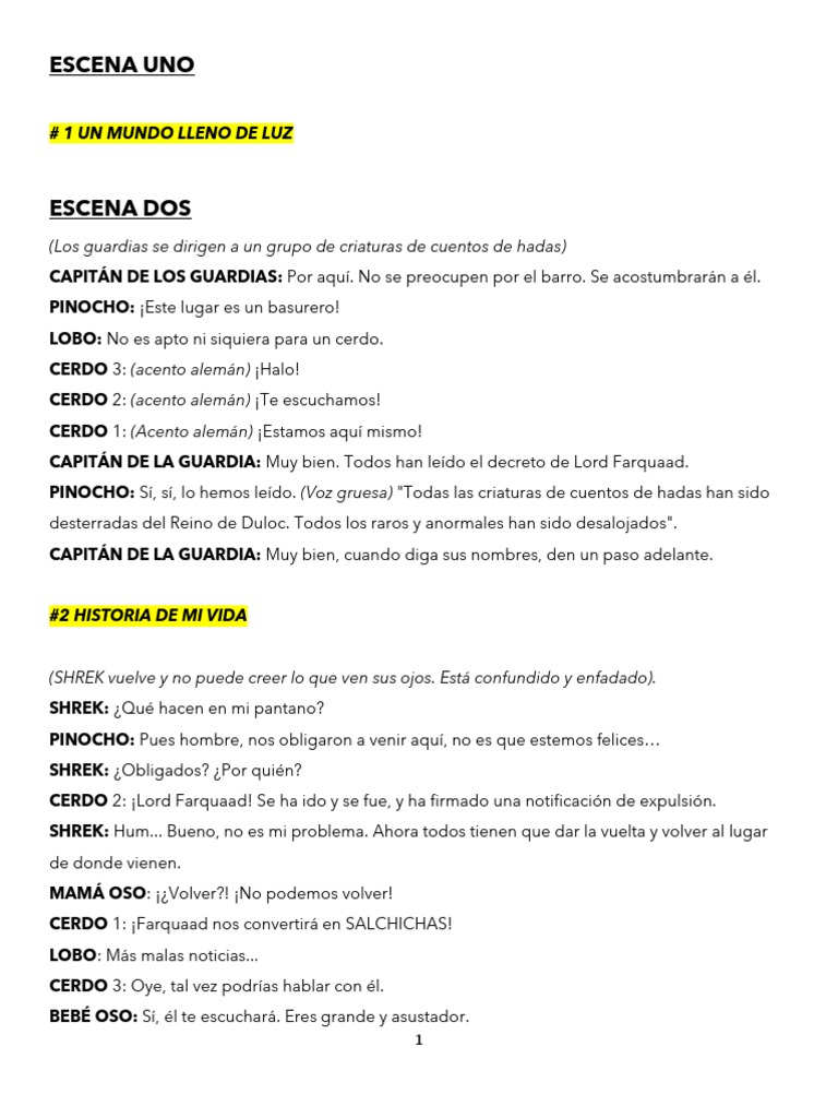 Shrek Jr. Libretto Español | PDF