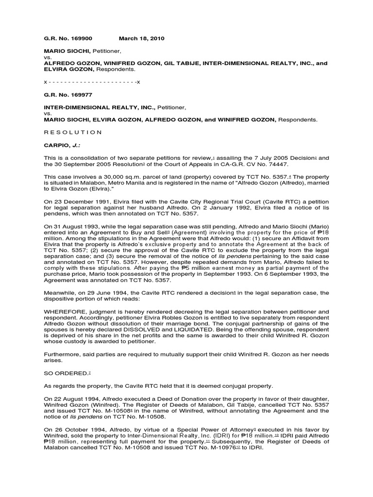 Siochi Vs Gozon | PDF | Injunction | Damages