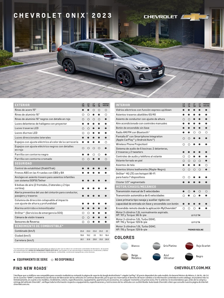 2023 Onix Ficha Tecnica | PDF | Estilos de carrocería | Vehículos terrestres