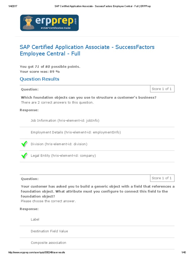 SAP Certified Application Associate - SuccessFactors Employee Central ... SAP Certified Application Associate - SuccessFactors Employee Central ...