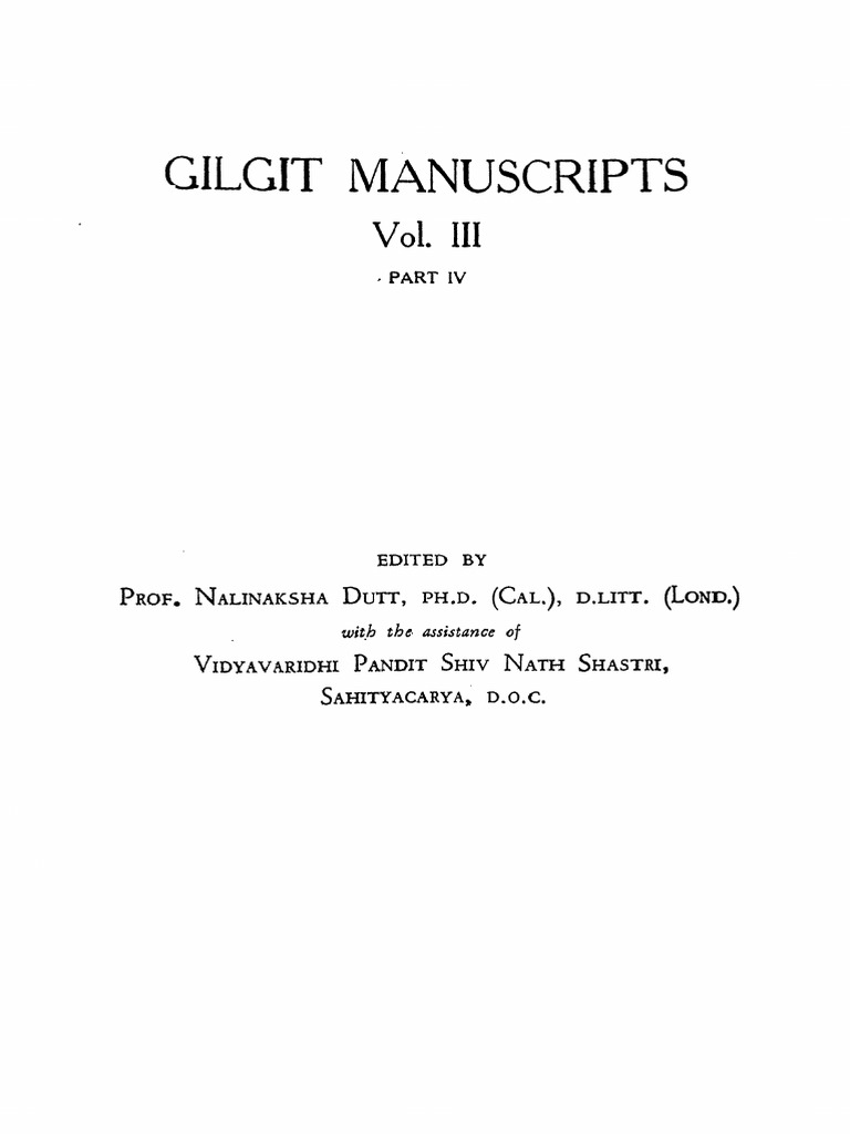 Gilgit Manuscripts Vol 3 Pt 4 | PDF