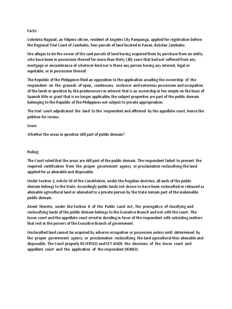A.republic v. Naguiat, GR 134209, January 24 | PDF | Ownership ...