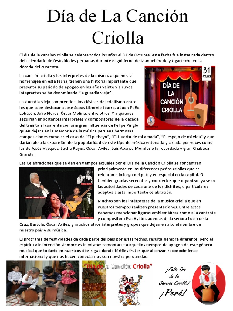 Día de La Canción Criolla | PDF | Musica Sudamericana | Musica ...