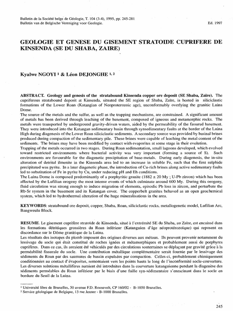 Gisement de Kinsenda | PDF | Sedimentary Rock | Earth Sciences
