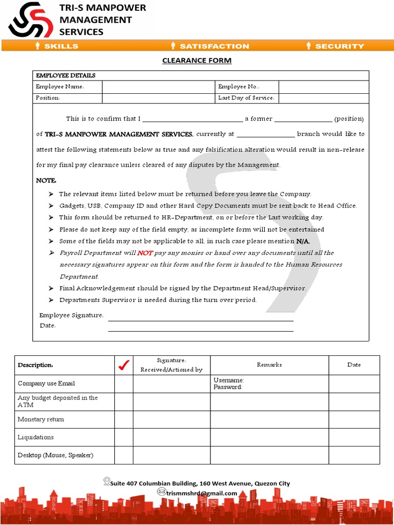 Clearance Form - Back Office | PDF | Computing