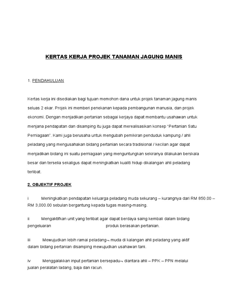 Projek Jagung Manis 100 Ekar | PDF | Teknologi & Rekayasa