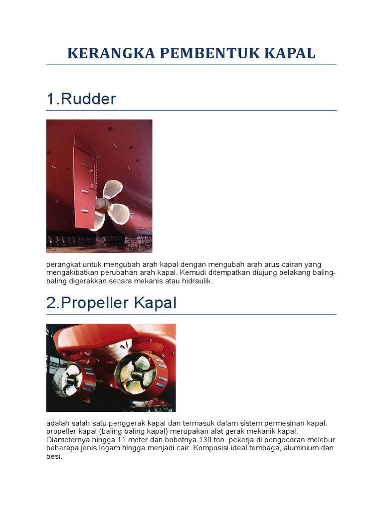 Kerangka Pembentuk Kapal: 1.rudder | PDF | Sejarah